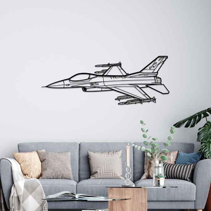 F-16C Fighting Falcon Angle Silhouette Metal Wall Art – aircraftvibes